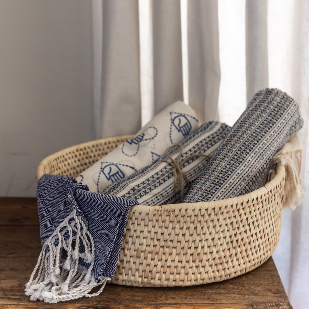 Large Round Handwoven Date Palm Basket – Sustainable Handmade Craft ...